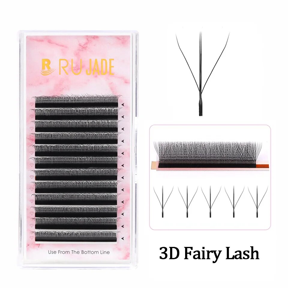 RUJADE 3D Fairy ресницы для наращивания, D изгиб, 14 мм