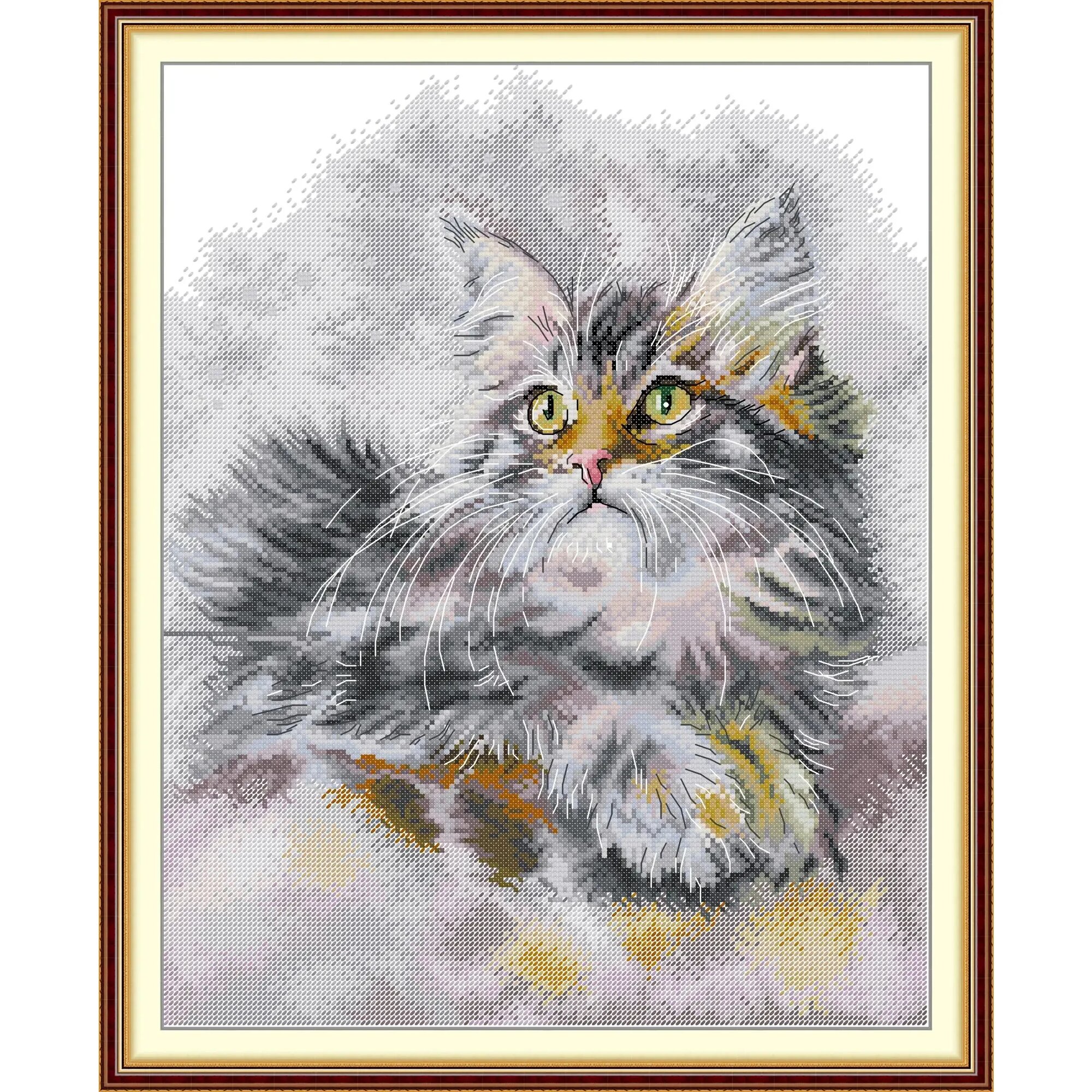 Набор для вышивки крестом Кот, 14ct print canvas