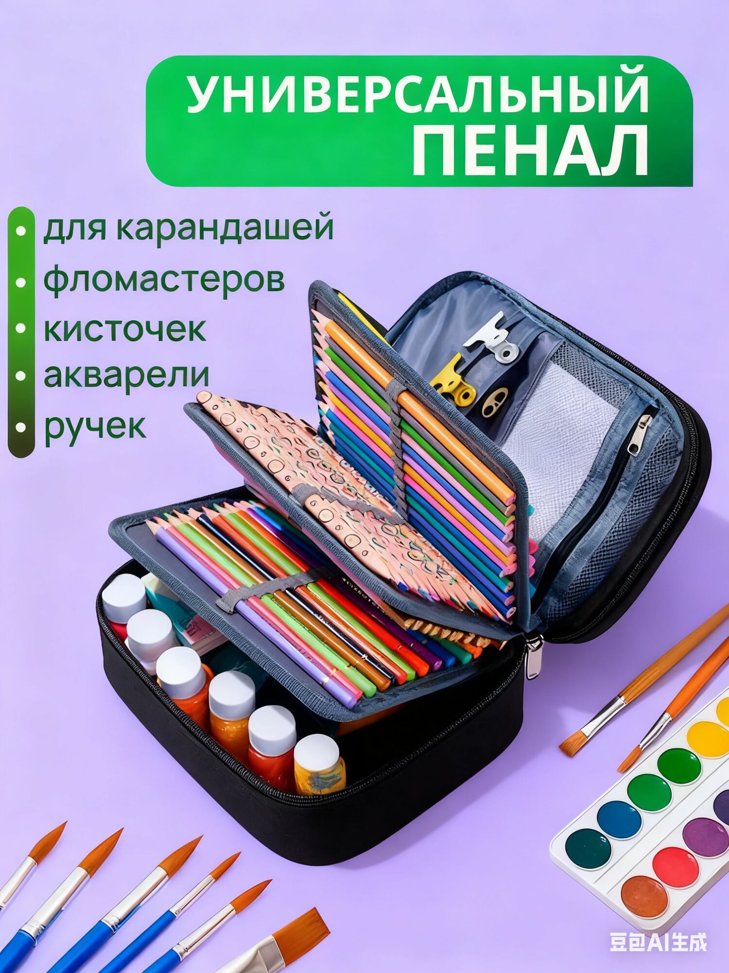 Пенал-органайзер для карандашей и фломастеров