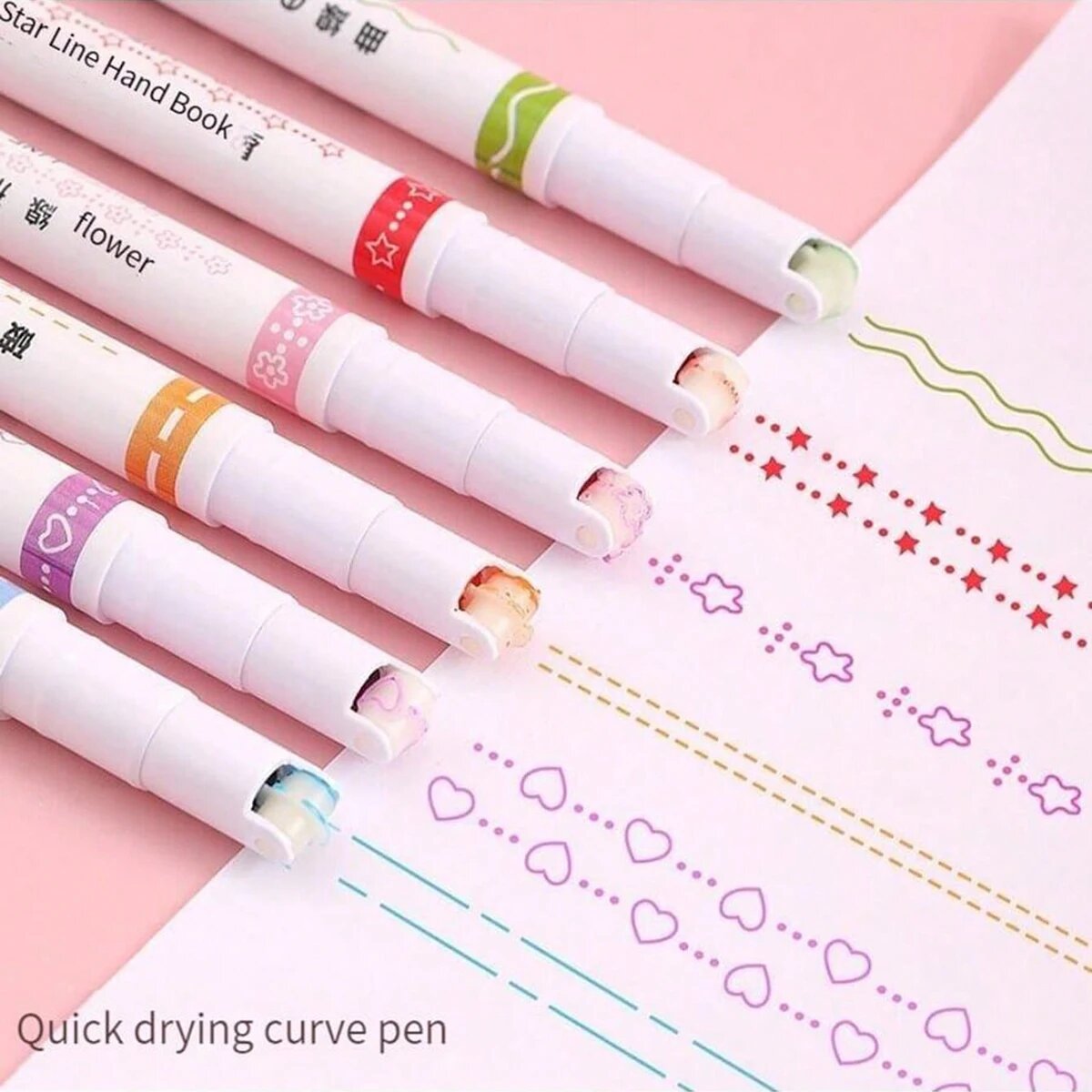 Набор Из 6 Цветных Маркеров-хайлайтеров С Роликовым Наконечником, Для Контурной Рисовки, С Изогнутым Дизайном, Для Школы И Офиса