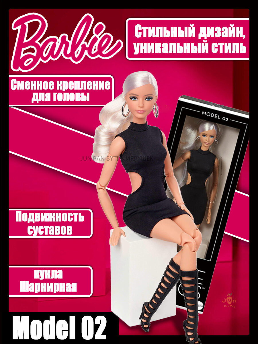 Барби Фирменная модель одежда для барби кукла барби коллекционная в черное мини платье/Barbie Basics Signature Model 02