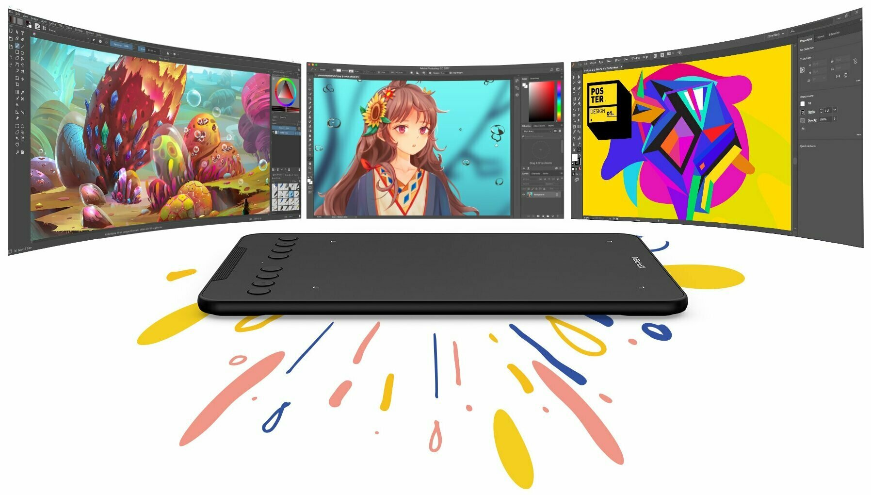 Графический планшет XPPen Deco Mini 7, 260,2 х 162,2 х 9,3 мм, Windows 7/8/10, черный