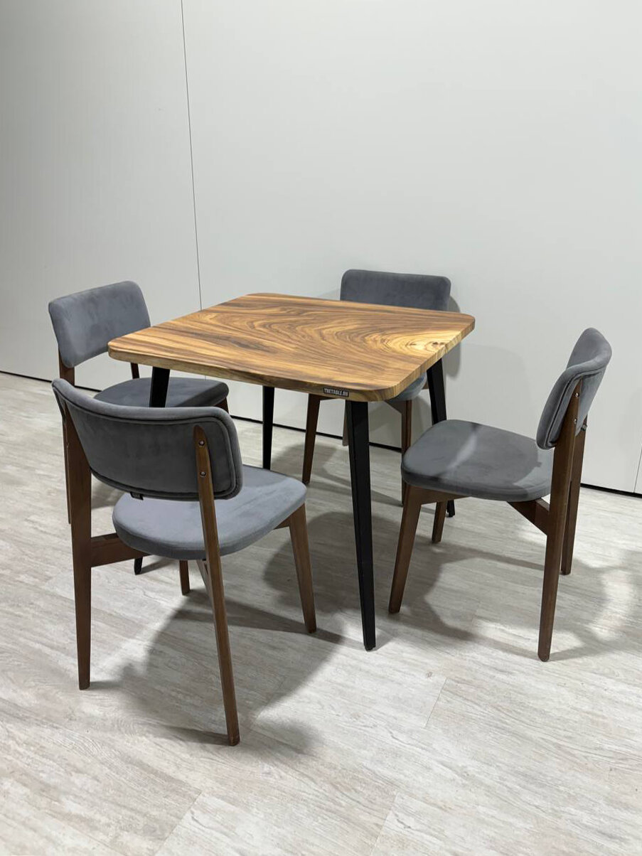 Стол кухонный обеденный квадратный дизайнерский лофт THETABLE•RU 90х90 9.2/6.1