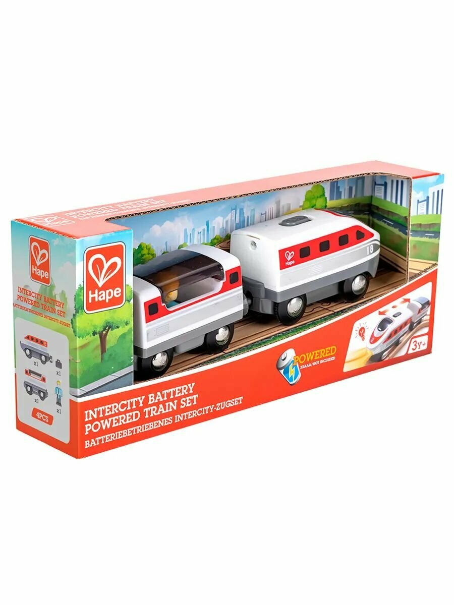 Hape Игрушка поезд на батарейках "Интер Сити", свет, движение вперед-назад