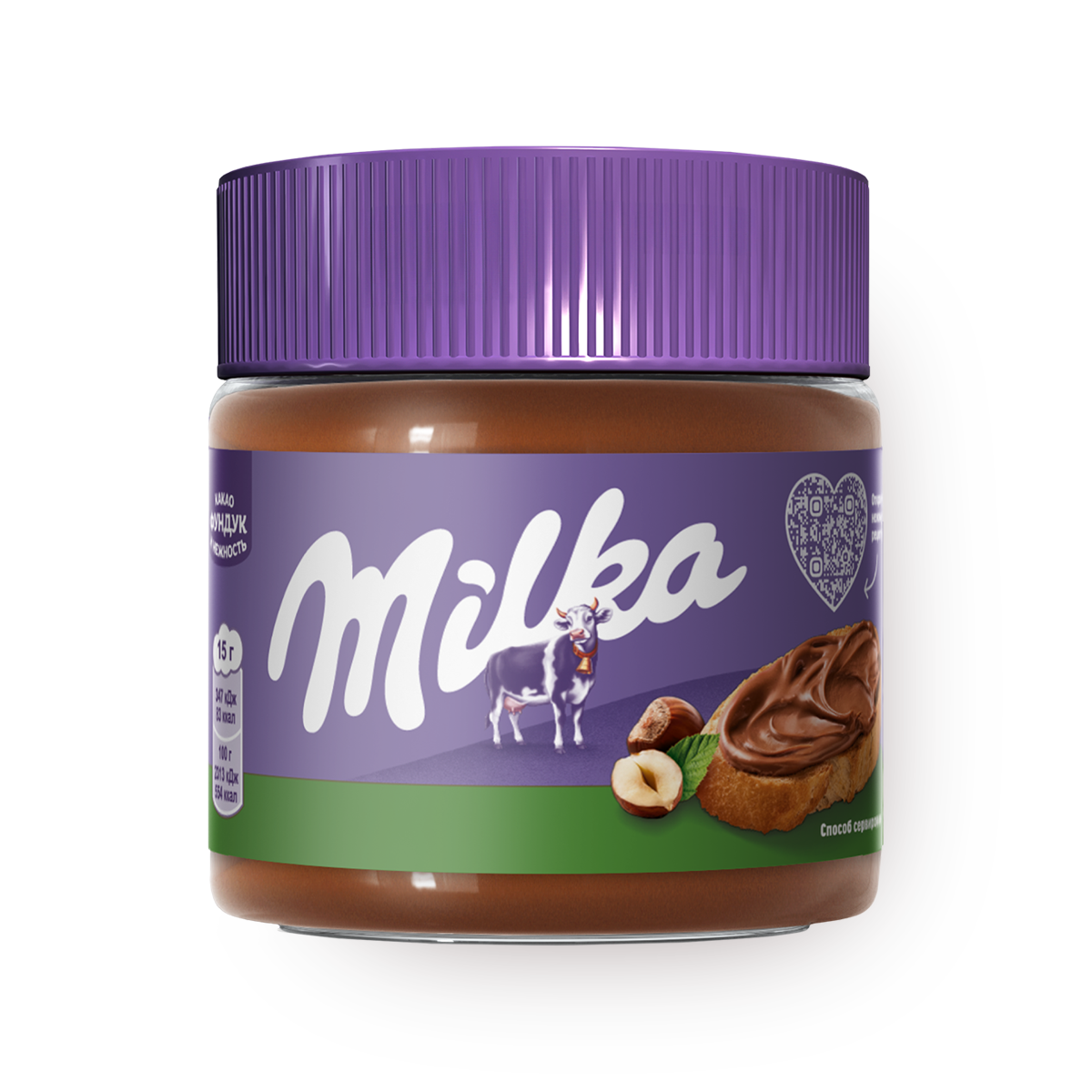 Паста ореховая Milka, с фундуком, 180 граммов, 554 ккал/100гр, 1 шт.