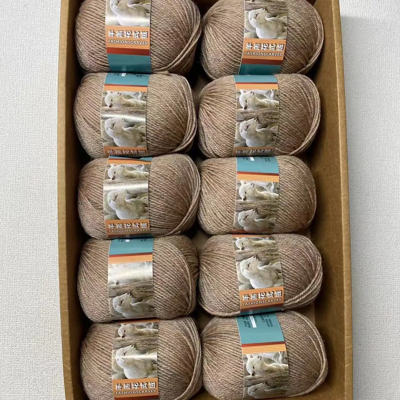 Кашемировая шерстяная пряжа 500г, белая 222 Oat Camel