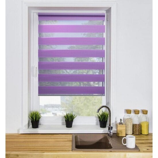 Рулонная штора LM Decor День-Ночь Грация 10-22 сиреневый 140х170