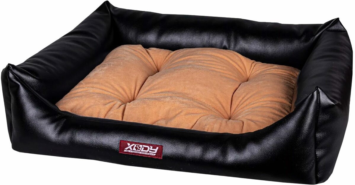 Лежак для собак и кошек Xody Люкс № 3 экокожа черный 70 х 60 х 19 см (1 шт)