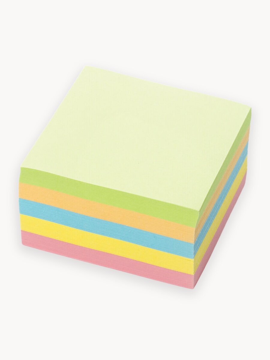 Блок для записей и заметок бумажный Brauberg проклеенный, 9х9х5 см, цветной, 129199