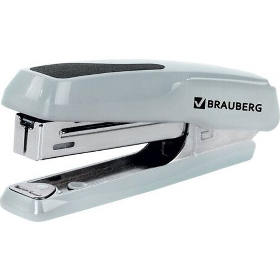 Степлер Brauberg №10 "Super", до 20 листов, антистеплер, серый