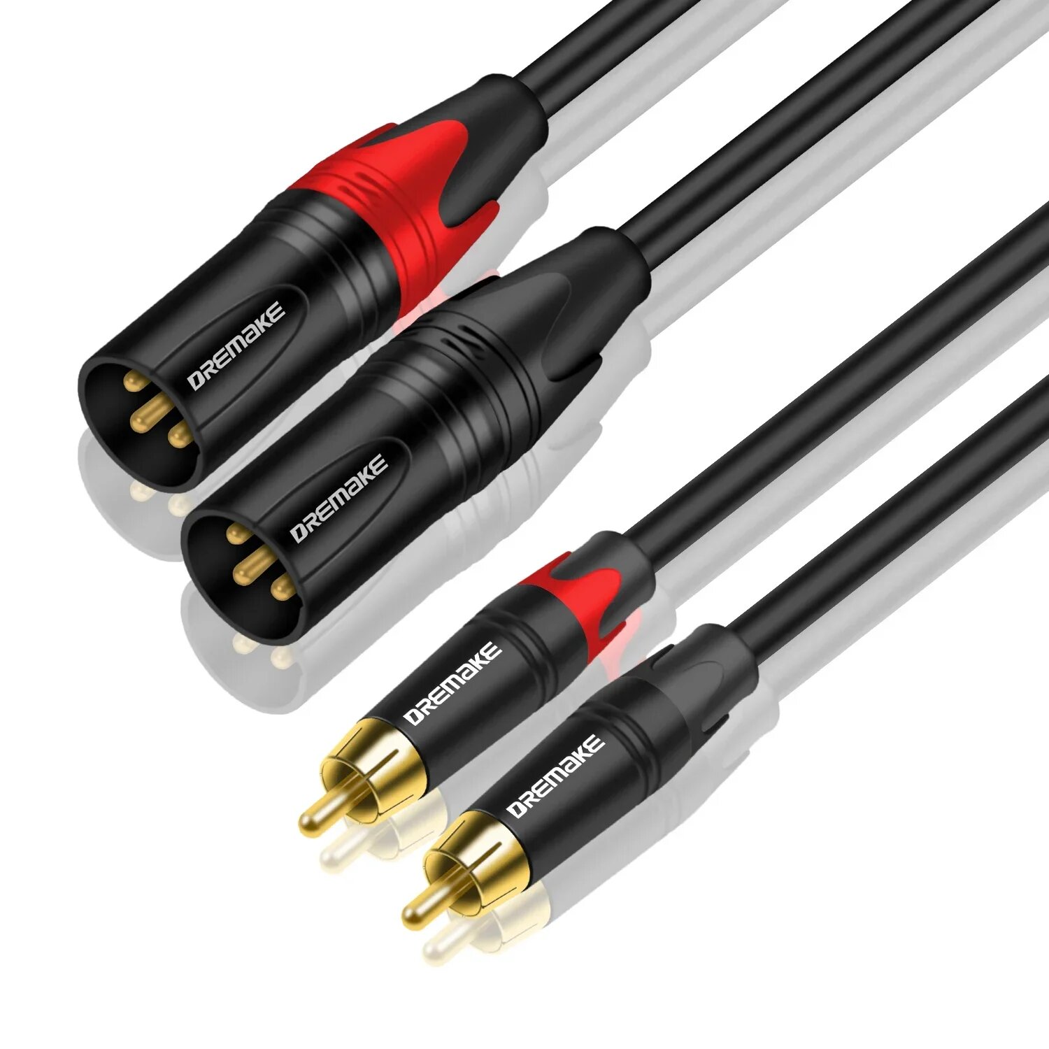 DREMAKE Аудиокабель XLR-RCA, двойной 0.5m