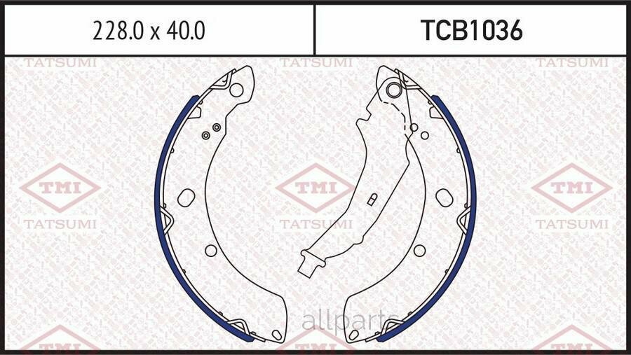 TATSUMI TCB1036 Колодки тормозные барабанные VW Polo Sedan 11-> TATSUMI TCB1036