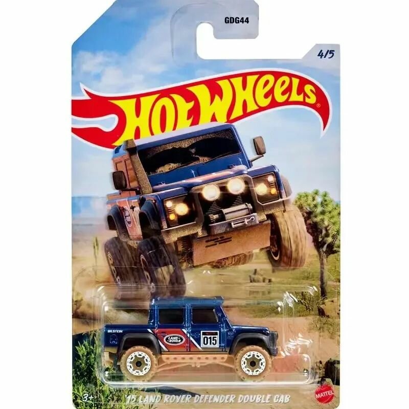 Машинка Hot Wheels Desert Pull Off-road в масштабе 1:64-15 LAND ROVER DEFENDER DOUBLE CAB