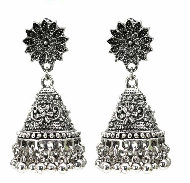 Серьги, металл, бисер