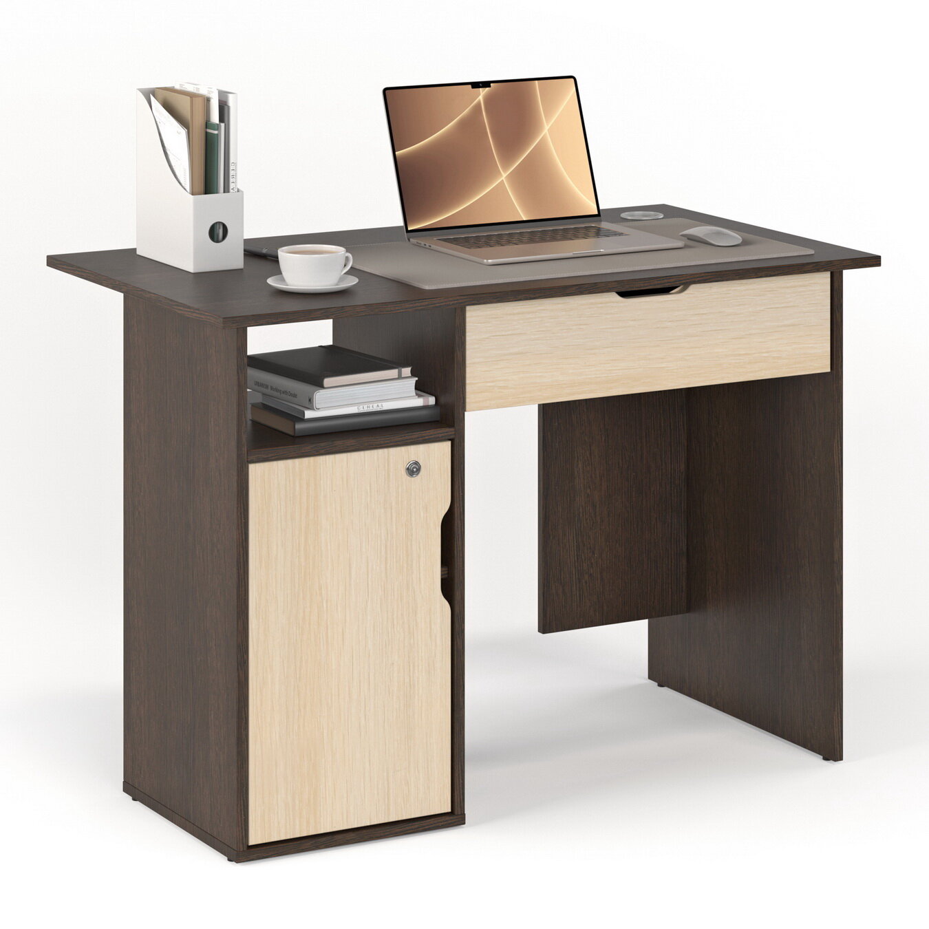 Стол письменный БАНГА-51-Я левый Венге - Дуб молочный