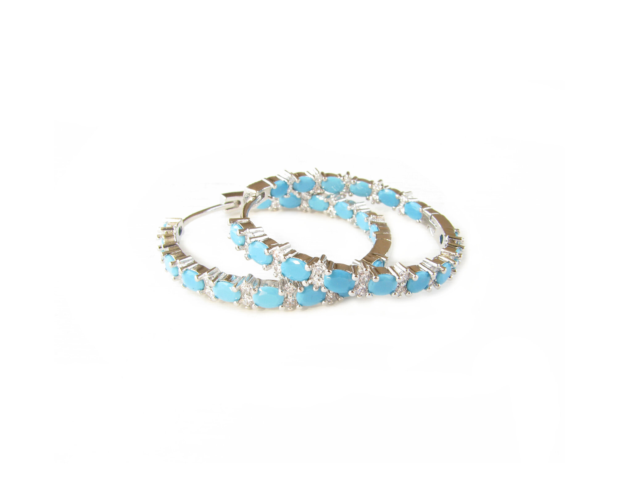 Серьги конго, бирюза, фианит