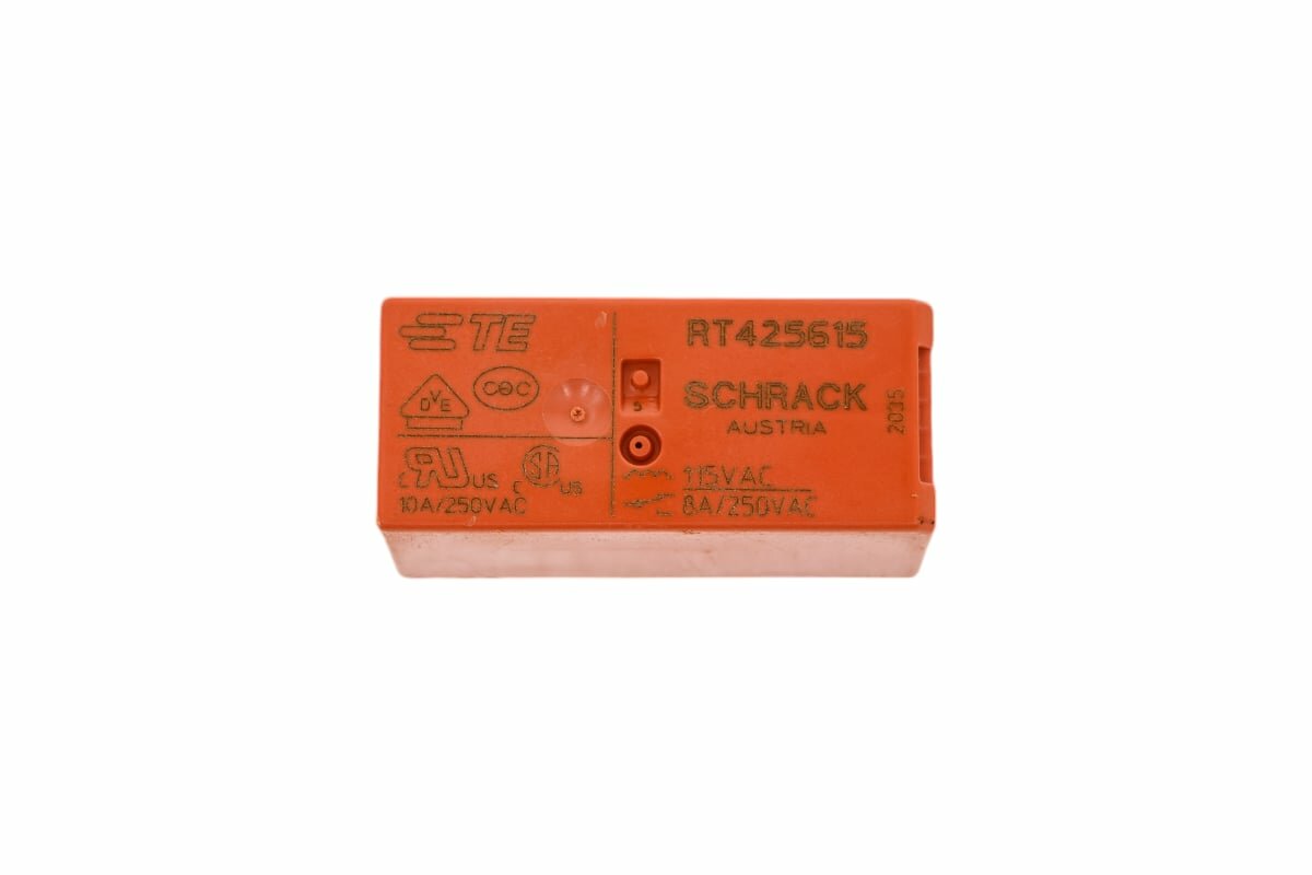 Schrack Technik RT425615 - силовое реле PCB 2 перекл. конт, 8A 115V AC 5 мм, позолоч.