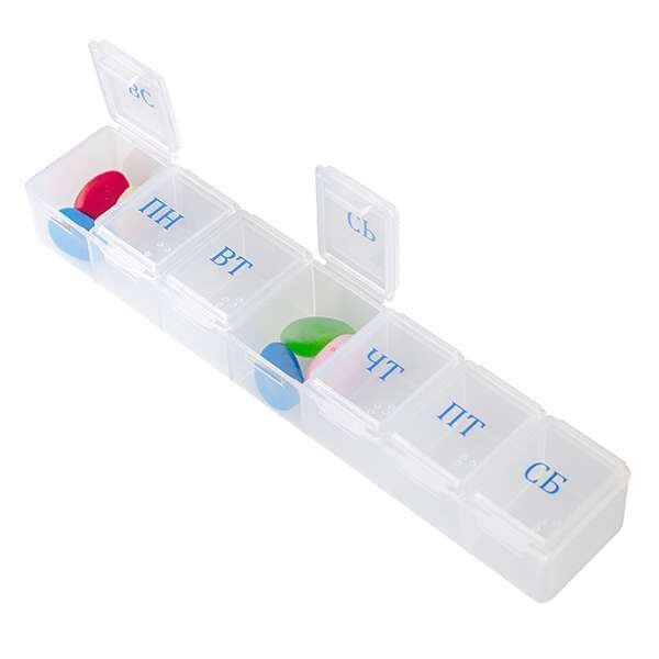 Таблетница "Barry" 68056, дорожная, 7 отсеков, с днями недели, органайзер, полипропилен