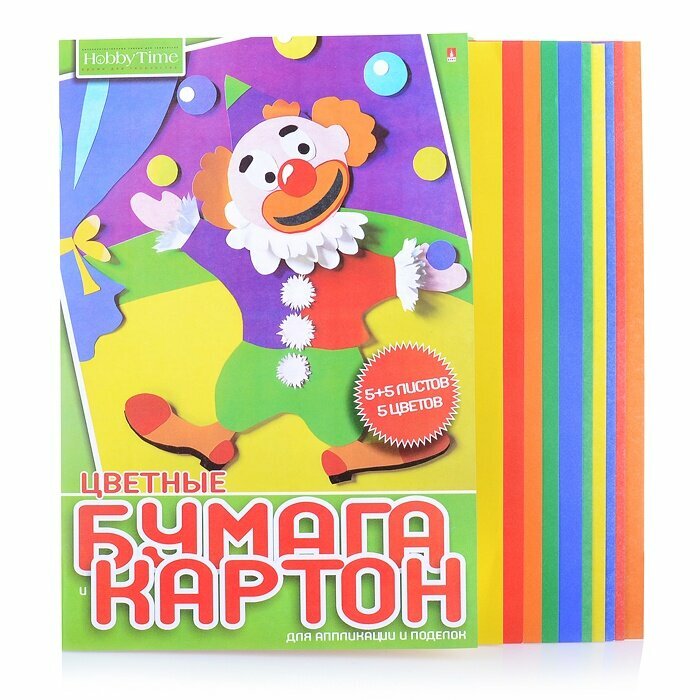 Набор бумаги и картона Hobby Time А4, 5 листов картона и 5 листов бумаги "Хобби Тайм" (11-410-247)