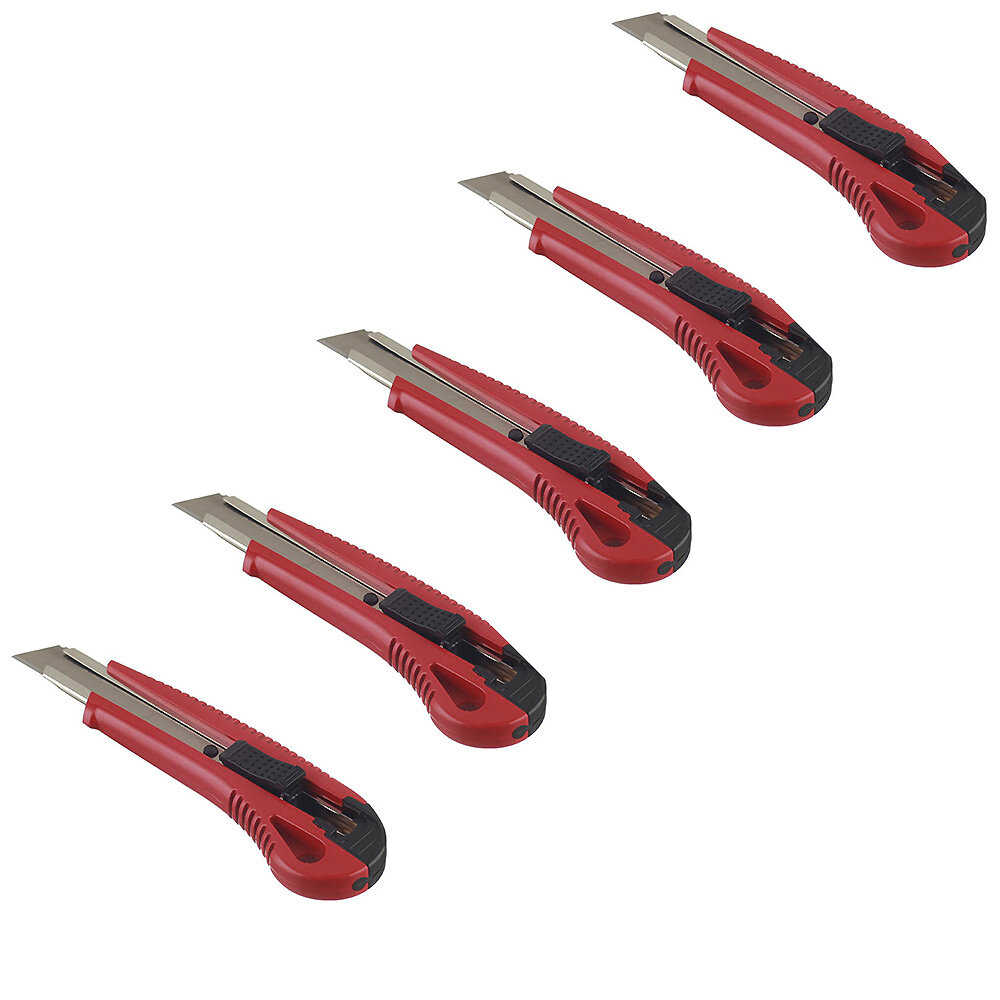 Нож строительный 18 мм с ломающимся лезвием пластиковый корпус (5 шт.)