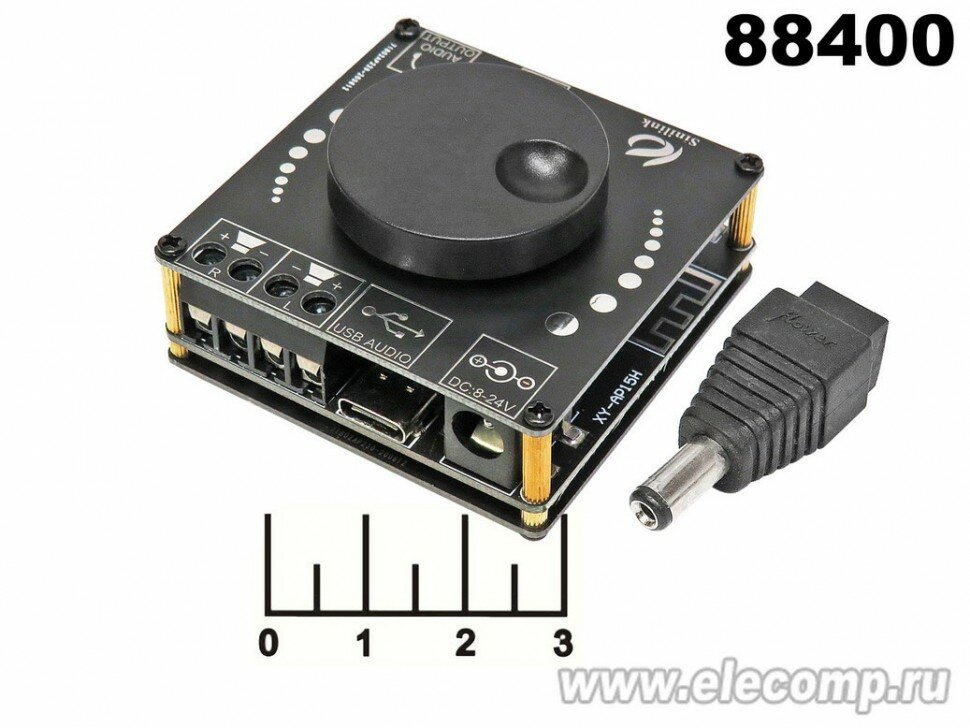 Радиоконструктор усилитель УНЧ 2*20 Вт+ bluetooth 5.0 цифровой D-класса 8-24V XY-AP15H в корпусе