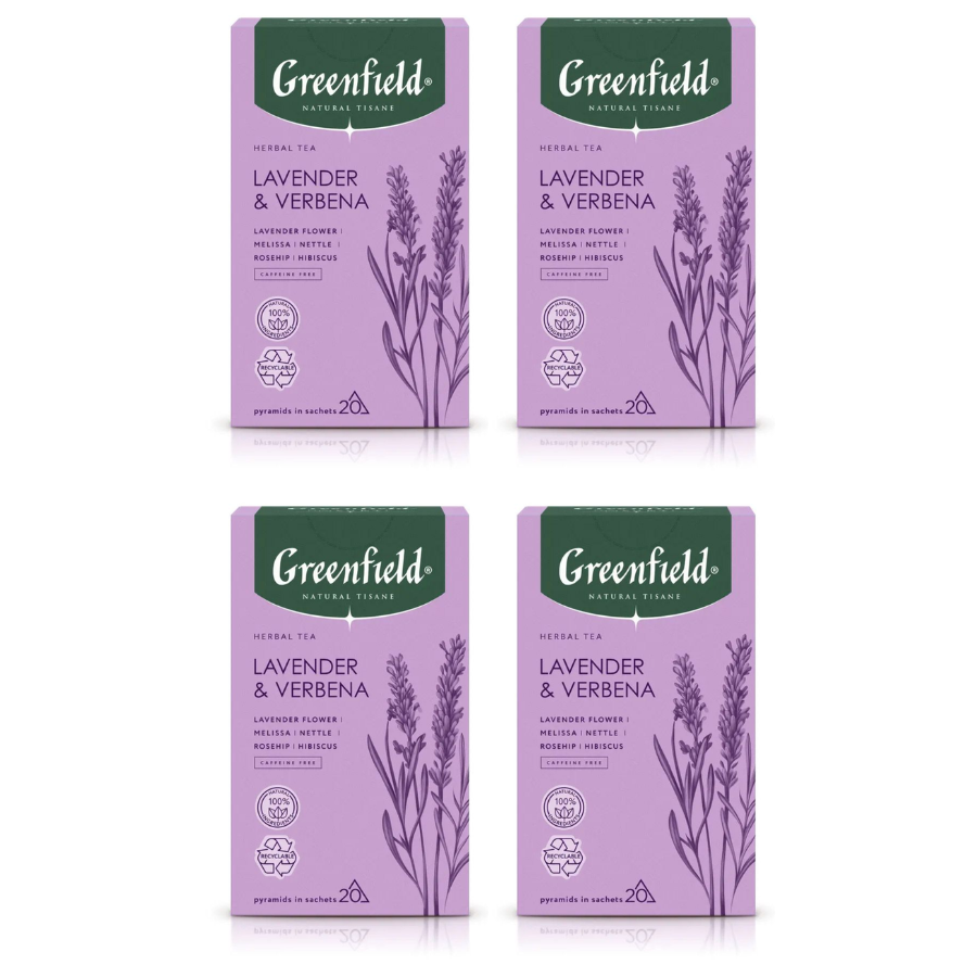 Чай Greenfield Лаванда-Вербена 20 пирамидок, 4 штуки