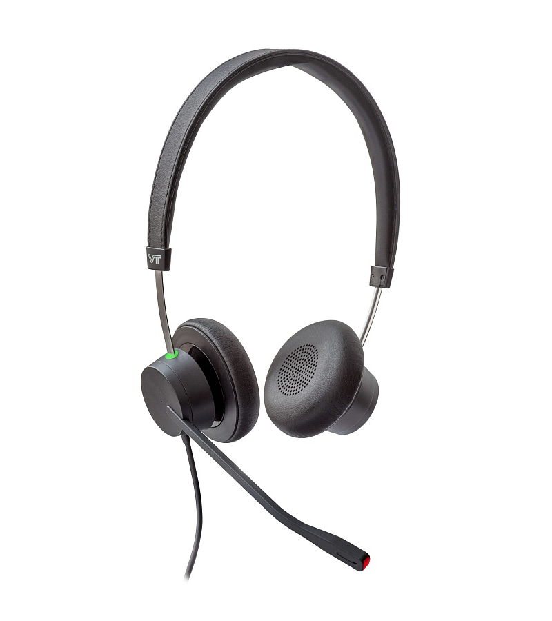 Проводная гарнитура VT X140 UNC-D, Дуо, USB, HD звук, индикатор занятости, 2 микрофона