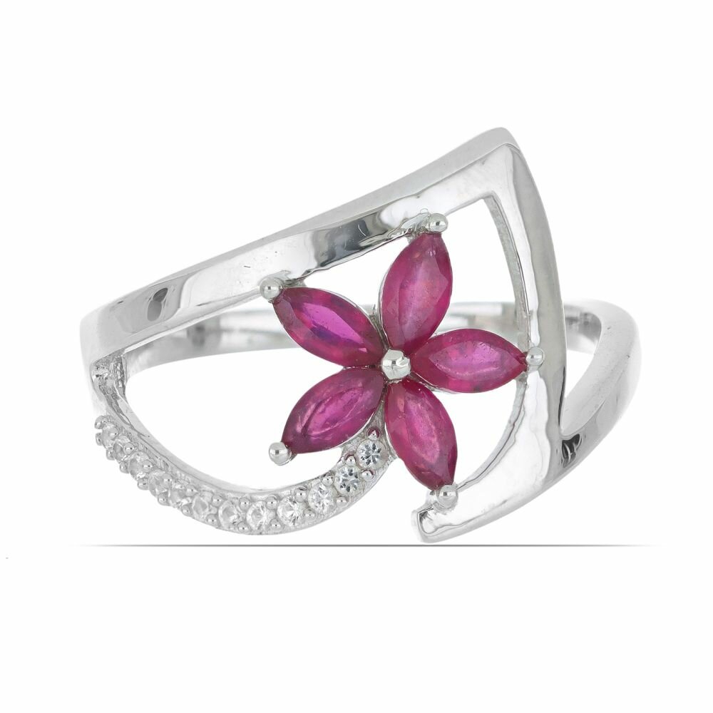 Кольцо Ювелирия, серебро, 925 проба, родирование, рубин, топаз