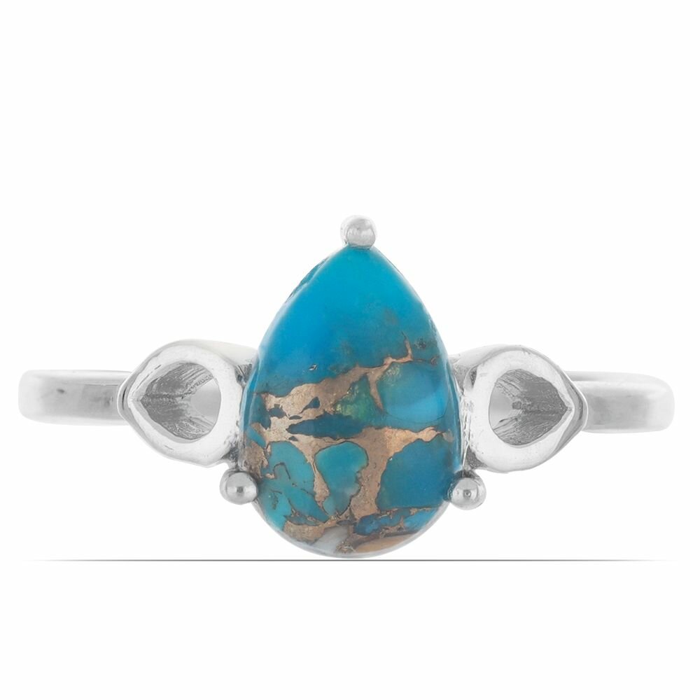 Кольцо, серебро, 925 проба, родирование, бирюза