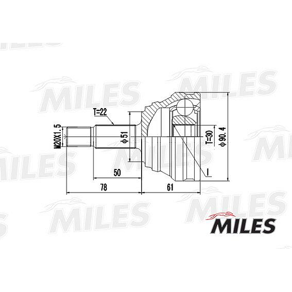 MILES ga20013 (GA20013) шрус Audi (Ауди) 80 / 90 1.8-2.3 86-91 нар.