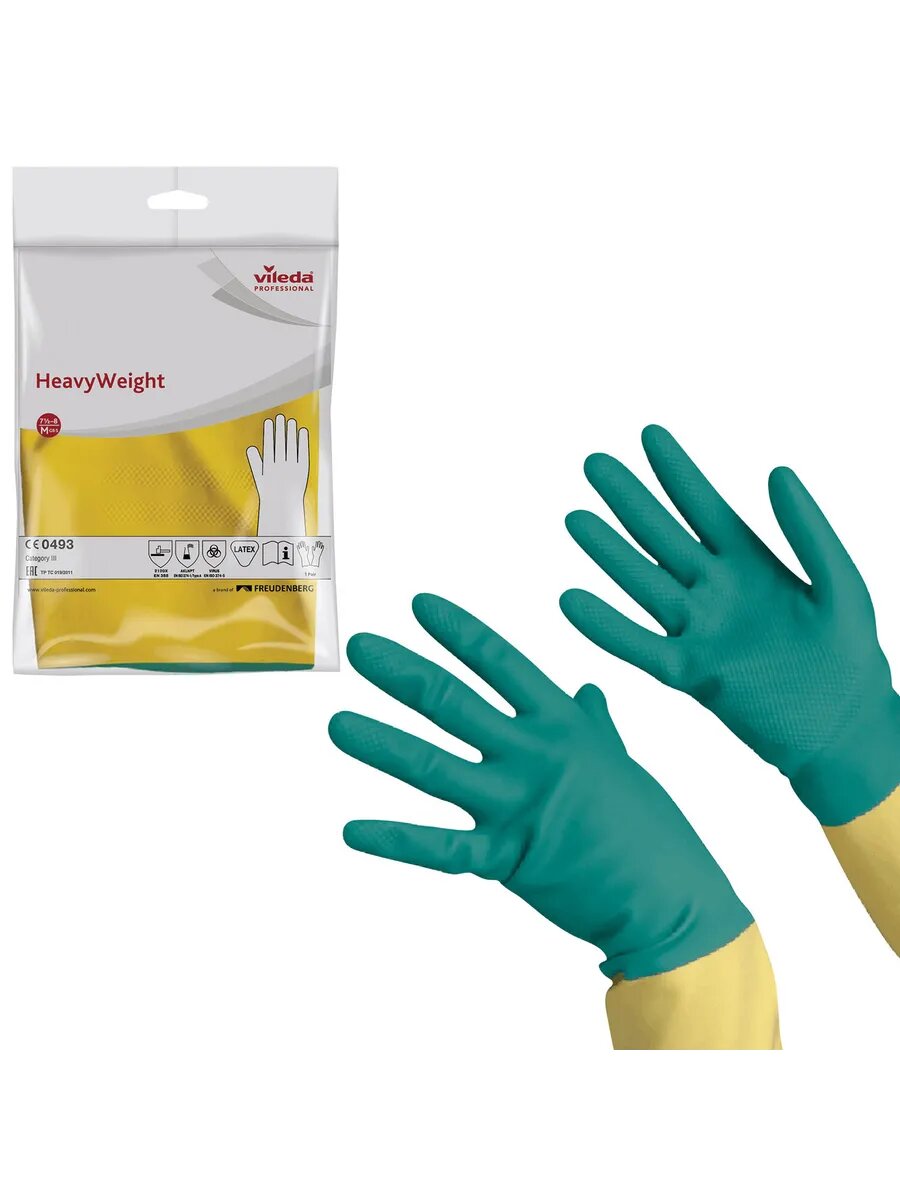 Перчатки Vileda "Латексные", сверхпрочные, хлопковые, латекс/неопрен