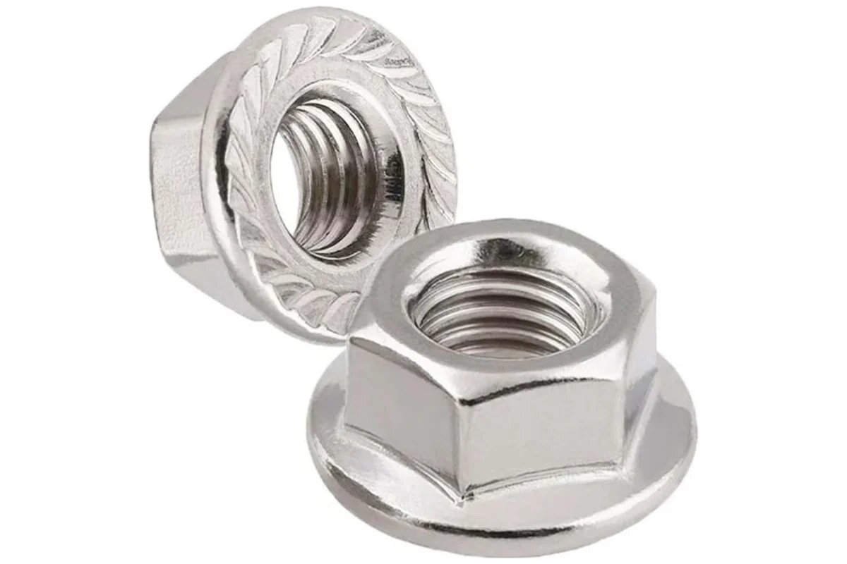 Шестигранная гайка с фланцем и насечками Insparion DIN 6923 нержавеющая сталь А2 M10