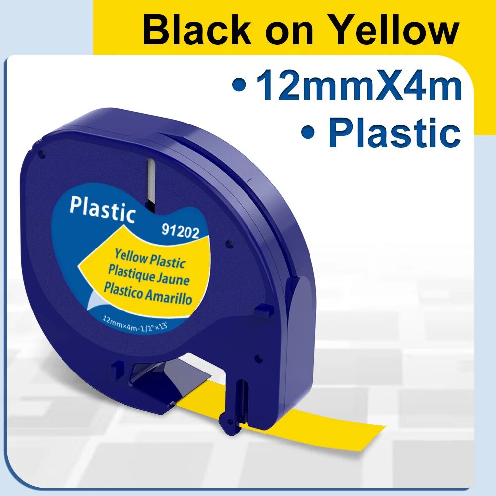 Лента для принтера этикеток Black on Yellow 12 мм