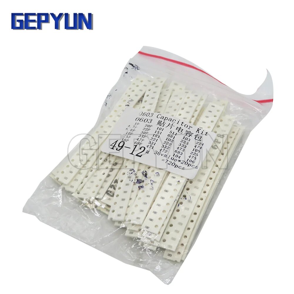 Набор конденсаторов GEPYUN 720 шт. 0603 SMD 1pF-10uF