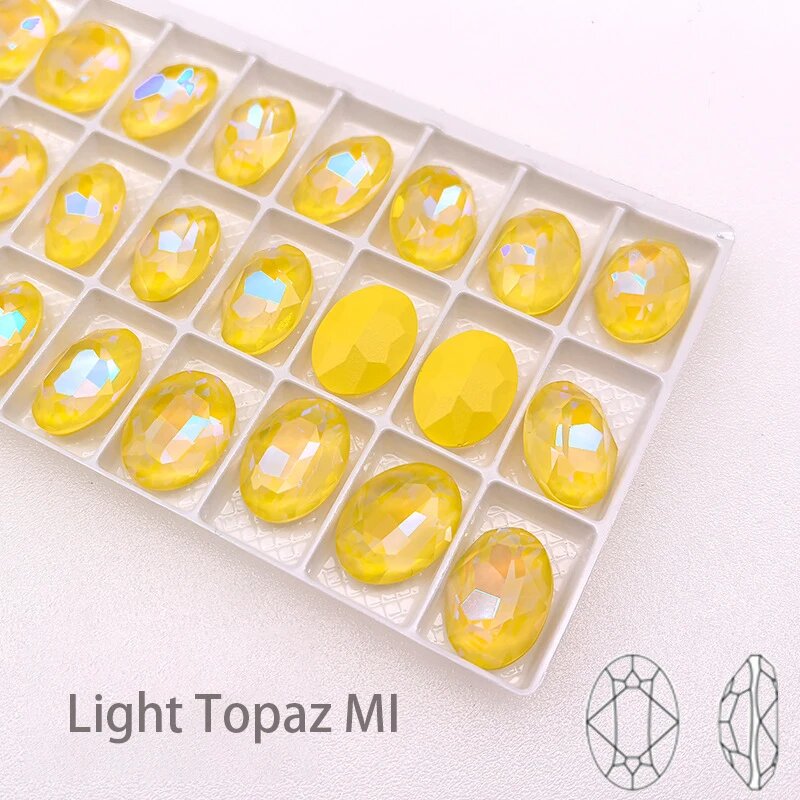 Кристаллы стеклянные K9 овальные блестящие для рукоделия