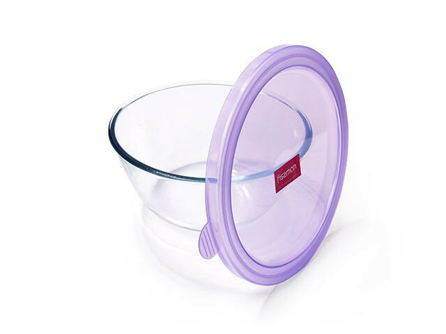 6521 FISSMAN Миска с пластиковой крышкой 21x10 см / 2,1 л (стекло)