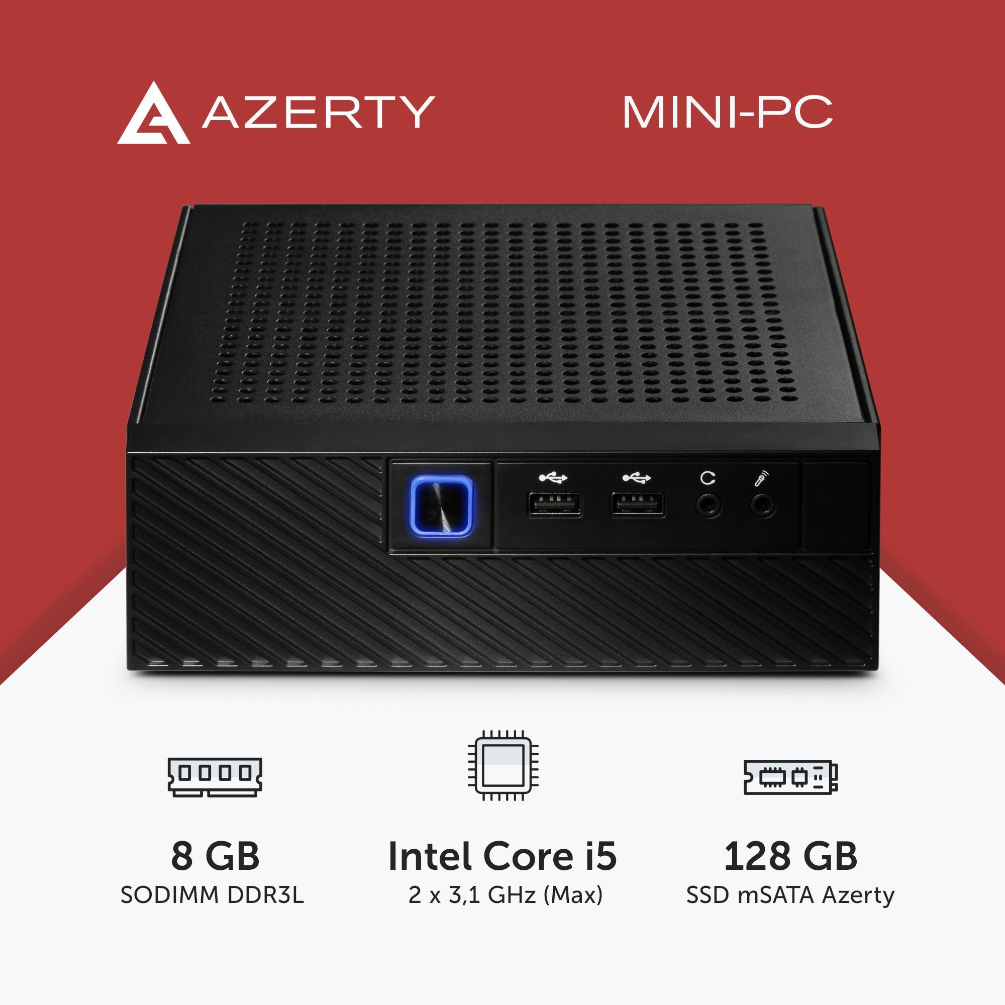 Мини ПК Azerty AZ-0014 (Intel i5-2430M 2x2.4GHz, 8Gb DDR3L, 128Gb SSD, Wi-Fi, BT)