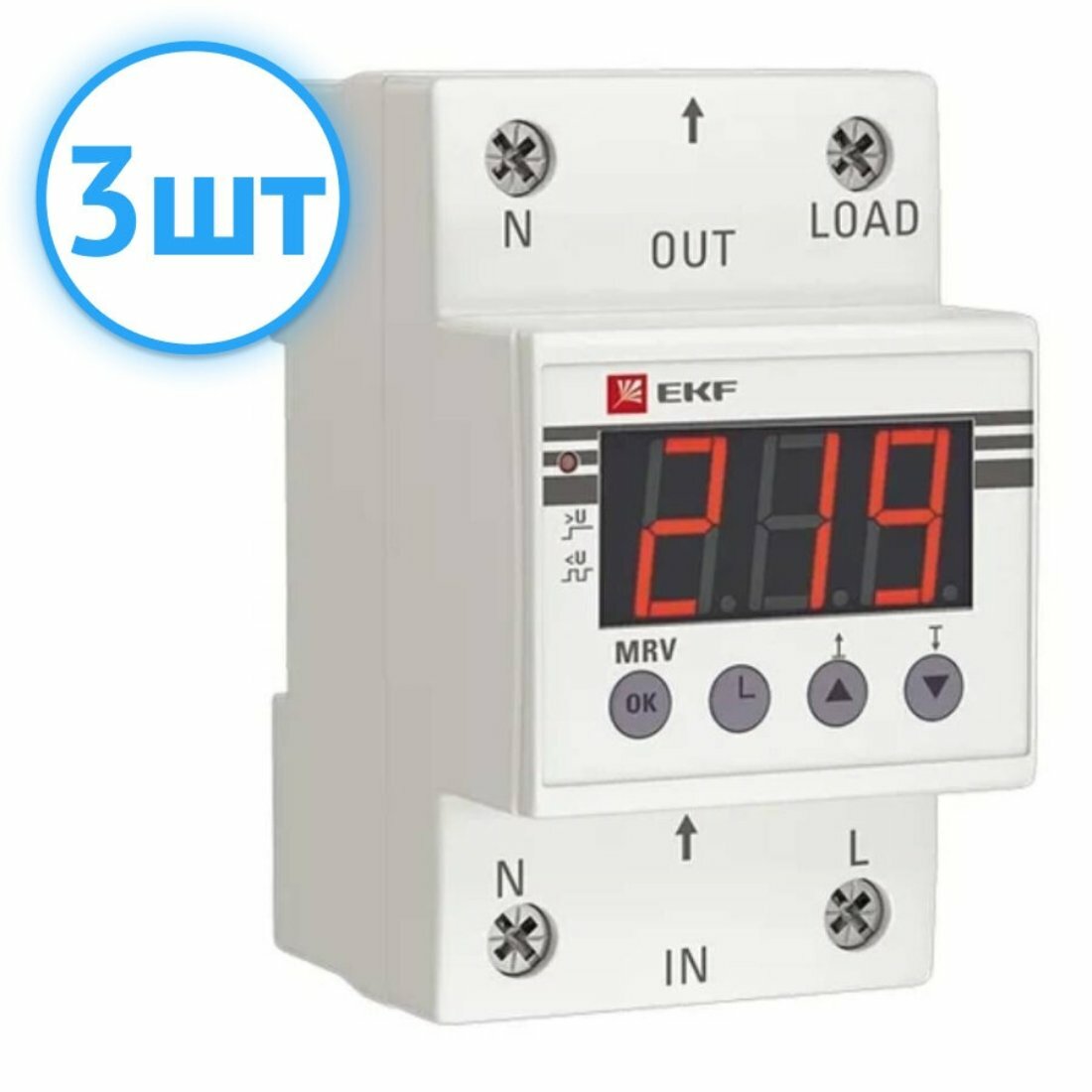 Реле напряжения с дисплеем EKF PROxima MRV 32A НО1 AC MRV-32A (комплект из 3шт.)