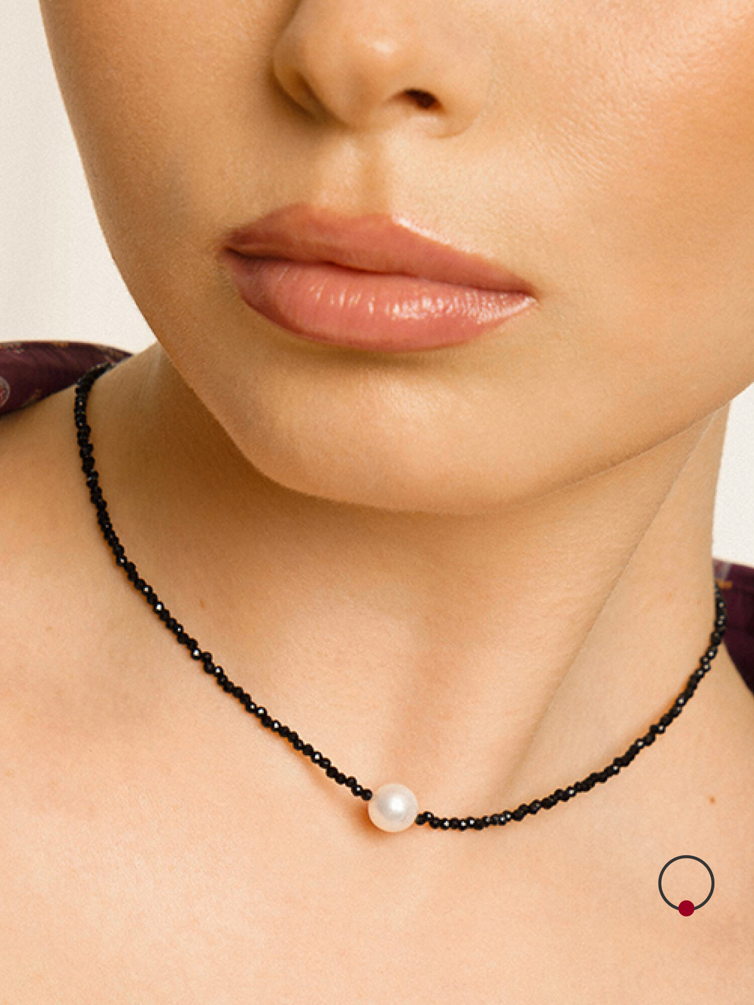 Чокер, жемчуг культивированный, шпинель