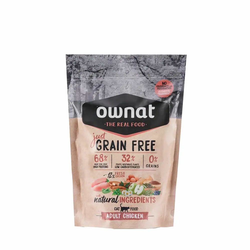 Ownat Adult Chicken Корм сухой беззерновой для кошек, с курицей, 400 гр.