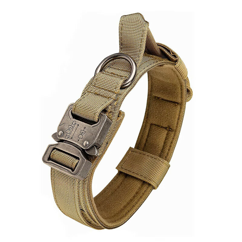 Suomila Dog Anti-Explosion Tactical Collar, Thickened And Durable, for Medium And Large Dogs, Specialized for German Shepherds And Border Collies, Khaki, Size M