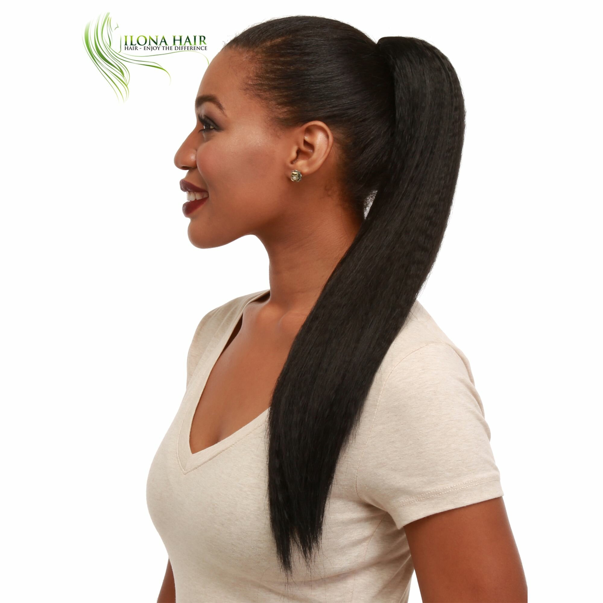 ILONA HAIR Шиньон хвост длинный на крабе волнистый черный из термоволос 55 см.