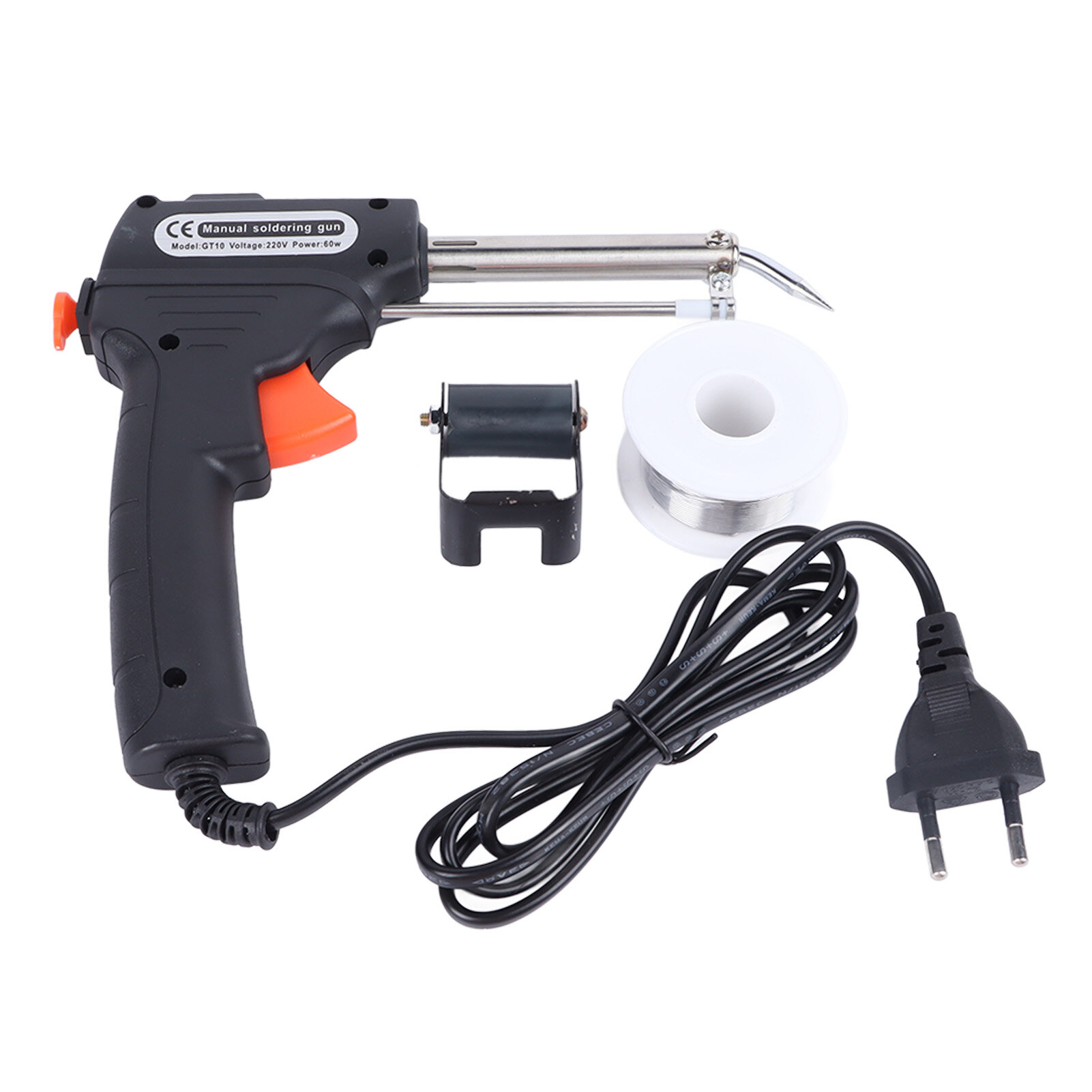 Набор для пайки: паяльник 60 Вт с припоем 50 г, для плат, DIY, ремонта 220 В, евровилка, черный 50G