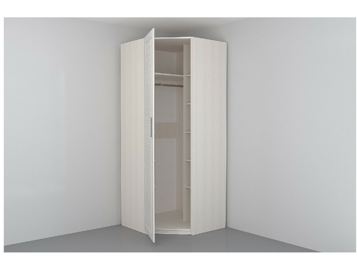Шкаф распашной угловой, фасады МДФ, Бодега белая/Сандал белый