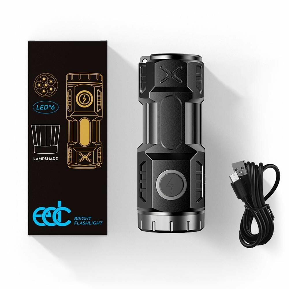 Фонарик аккумуляторный светодиодный - Мини карманный фонарик с зарядкой от сети USB Type C