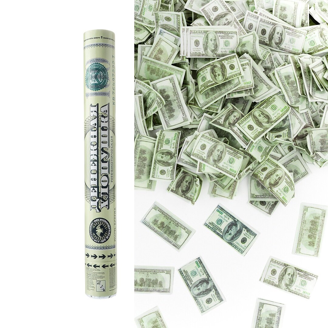 Хлопушка пневматическая «Деньги, Доллары», 40 см
