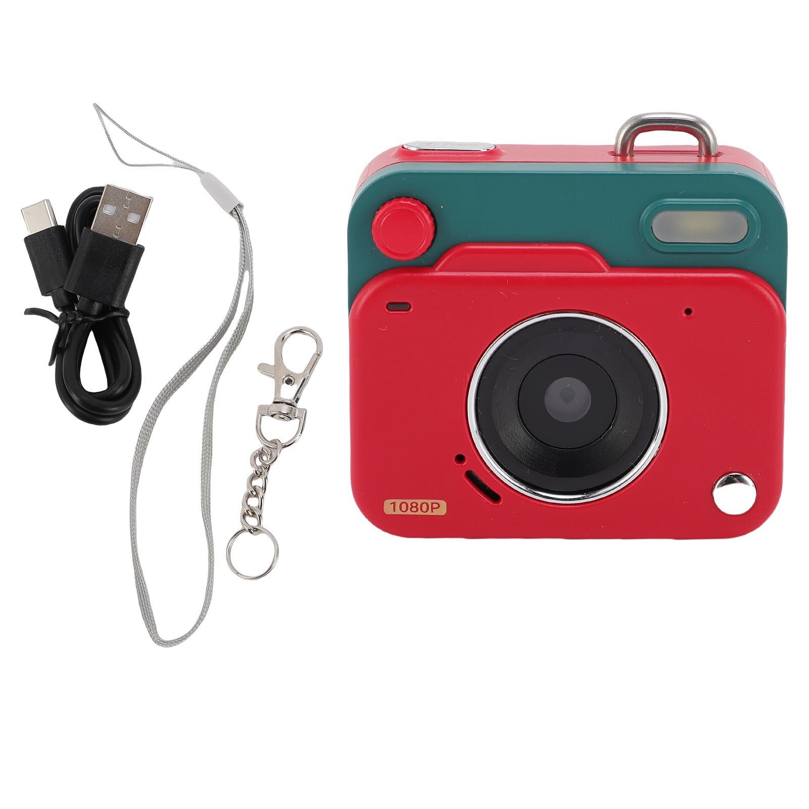 Компактная цифровая камера 1080p 48MP 1,77-дюймовый экран, 6 фильтров, автоматическая циклическая запись, брелок для видеосъемки, для поездок по кампусу, красная.
