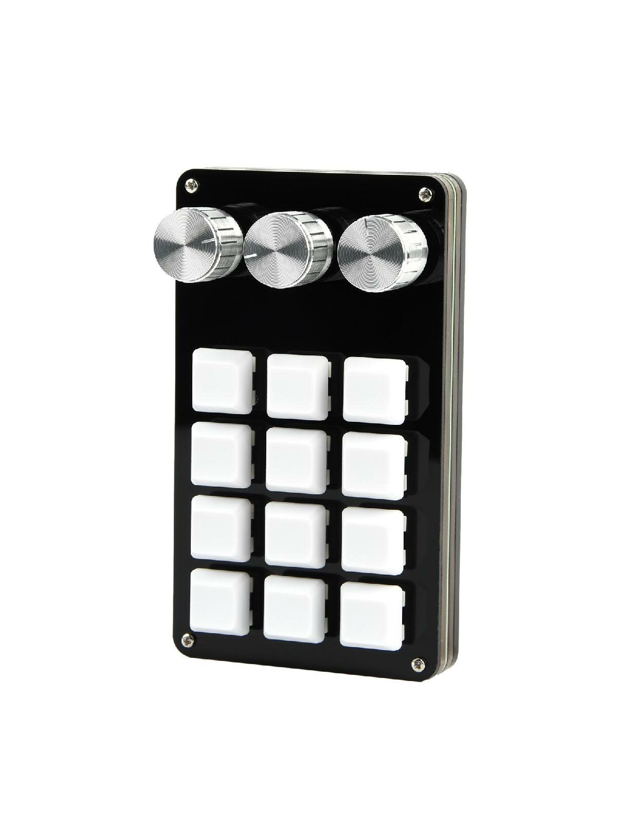 12 Keys Programmable Keyboard USB Mechanical Gaming Keyboard, One-Hand Macropad Keyboard 3 Knobs for Editing Gaming