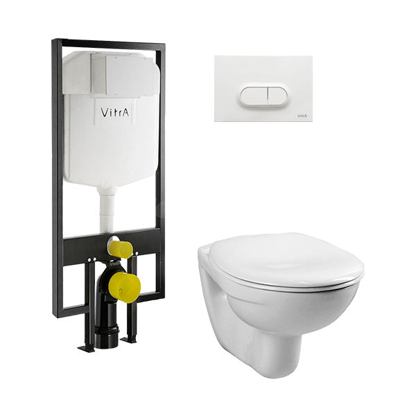 Унитаз Vitra Normus 9773B003-7201 с инсталляцией, с крышкой, белый, кнопка белая