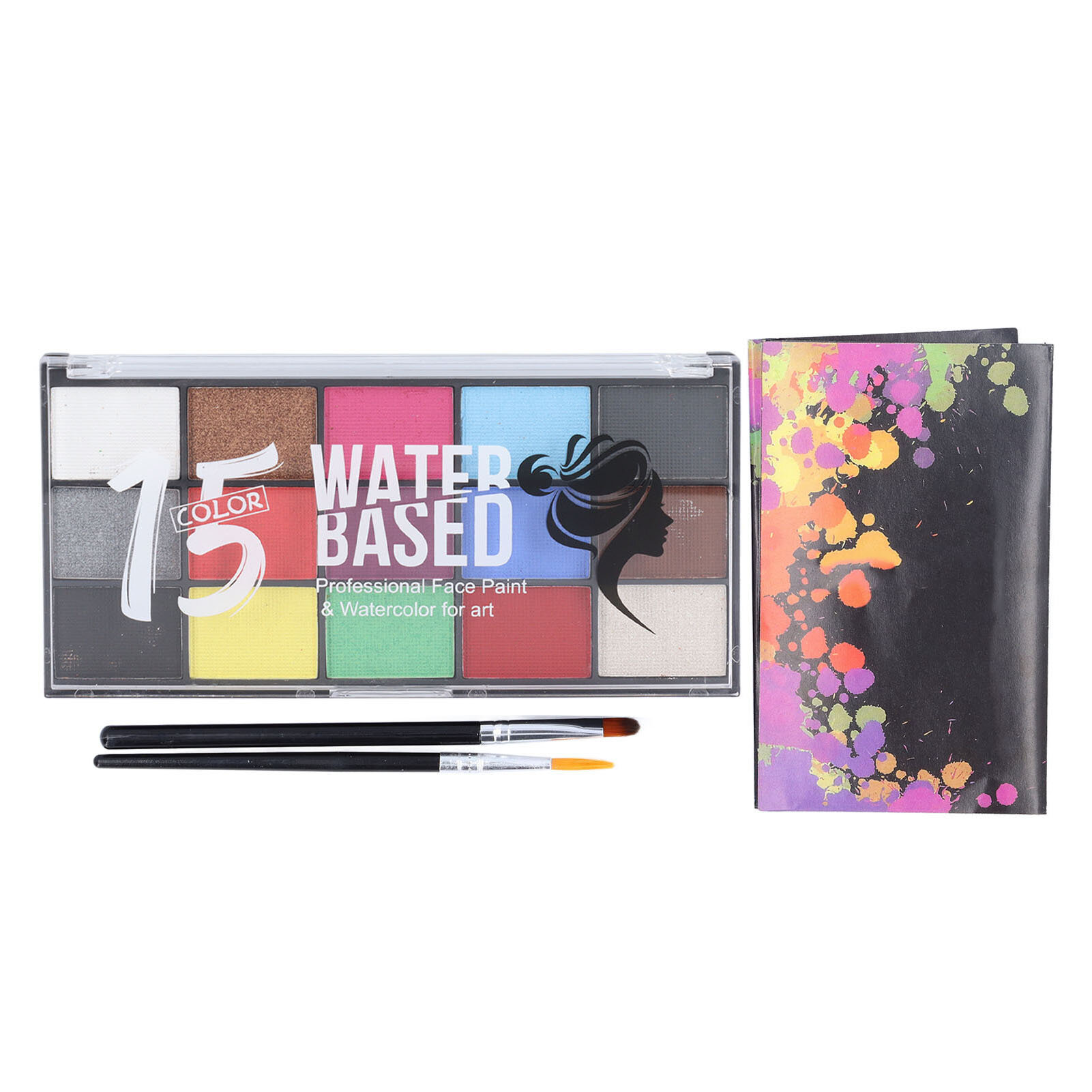 Палитра красок для лица и тела из 15 цветов, смываемый, безопасный для кожи набор для макияжа с кистями для косплея, вечеринок, сценических выступлений.